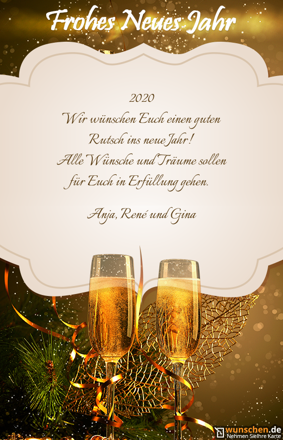 Anja, René und Gina - Fertig Karte zum Neue Jahr
